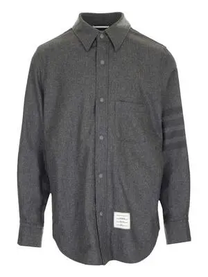 Thom Browne Flannel Tonal 4-bar Shirt Jacket - Medium Gray