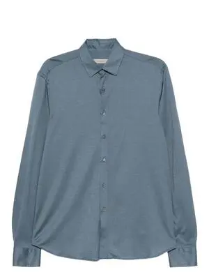 Canali Long-sleeve Cotton-blend Shirt - Blue