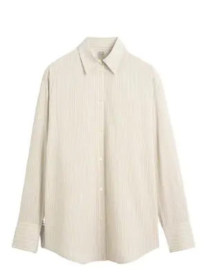 TOTEME Totême Striped Long Sleeve Shirt Yellow/sky