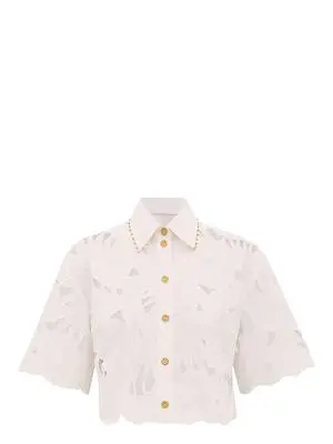 ZIMMERMANN ZIMMERMANN Tailored Fit Button-Up Shirt With Geometric Cut-Outs