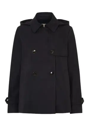 Herno Waterproof Hooded Double-breasted Jacket - Navy