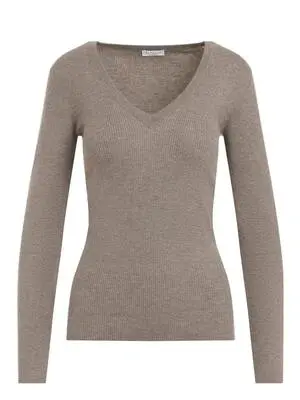 Brunello Cucinelli Cashmere V-neck Sweater - Brown