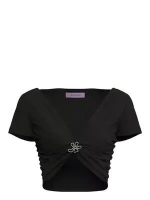MARGHERITA MACCAPANI Gathered Detail Cropped Top - Black