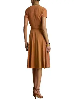 Ralph Lauren Belted Surplice Midi Dress - Orange