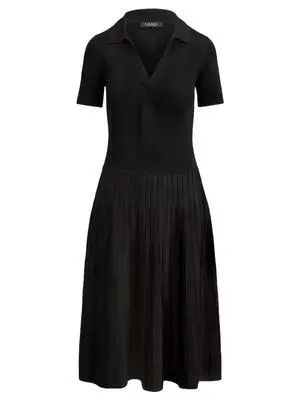 Ralph Lauren Rib-knit Short-sleeve Jumper Midi Dress - Black