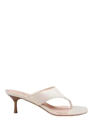 Agl Astrid Leather Thong Strap Kitten Heel Sandals - Neutrals