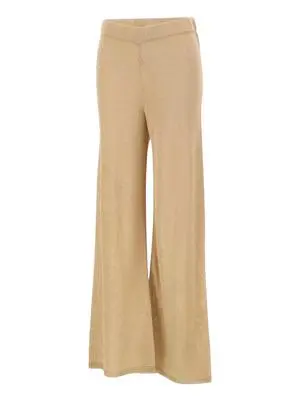 KANGRA Ribbed-trim Straight-leg Pants - Neutrals