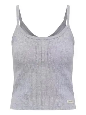 SPORTY & RICH Sleeveless Scoop-neck Cotton Blouse - Grey