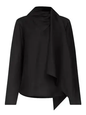 Loulou De Saison Gala Silk-twill Blouse With Draped Foulard Neck - Black