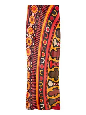 Emilio Pucci Soleil Print Satin Maxi Skirt - Orange