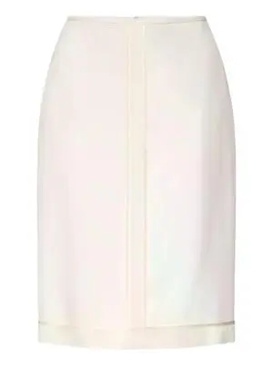 Loulou De Saison Straight Midi Skirt With Ivory Satin Trimmings - Neutrals