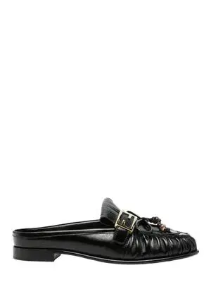 Fendi O'lock Fringed Mules - Black