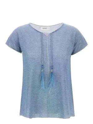 KANGRA Feather And Jewel Pendant T-shirt - Blue
