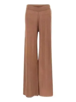 KANGRA Linen Knit Palazzo Pants - Brown