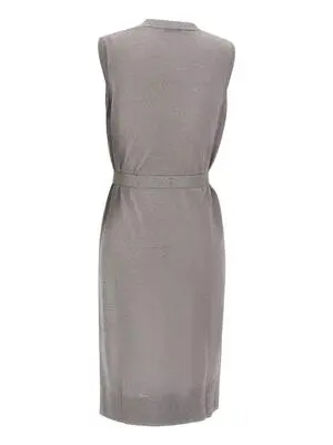 KANGRA Lurex Knit Belted Cardigan-coat - Grey