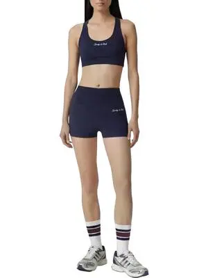 SPORTY & RICH Logo Print Mini Shorts - Blue