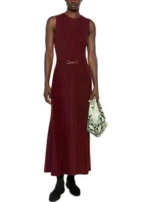 Gabriela Hearst Meier Belted Ribbed-knit Midi Dress - Red