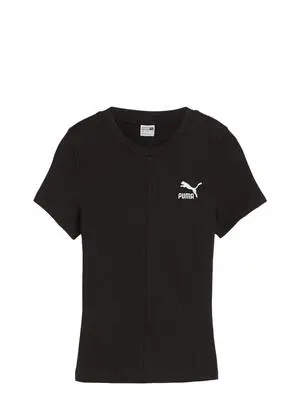 PUMA Classics Ribbed Slim T-shirt - Black