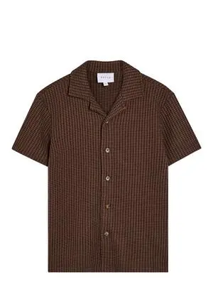 RAITH Marcos Waffle-knit Cotton-blend Shirt - Brown