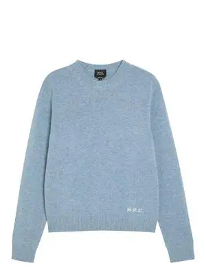 A.p.c. Logo Intarsia Mélange Knit Jumper - Blue