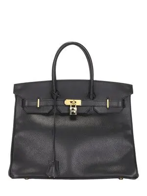 Hermès Hermes 1996 Ardennes Birkin 35 Retourne Handbag In Black Etain