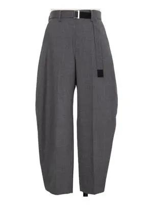 Sacai Belted Wide-leg Trousers - Grey