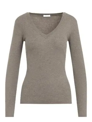 Brunello Cucinelli Long-sleeved V-neck Knitwear - Gray