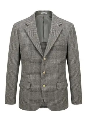 Brunello Cucinelli Long Sleeved Plaid Blazer - Gray