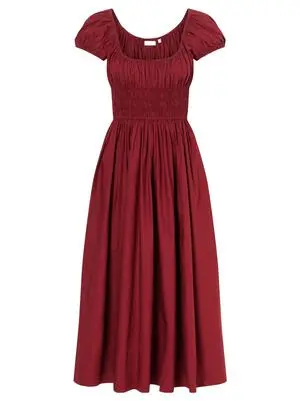 DÔEN Quinley Shir Organic Cotton-voile Midi Dress - Red