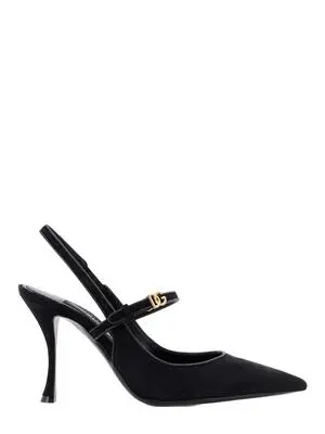 Dolce & Gabbana Black Leather And Suede Pumps With Dg Logo - Multicolor