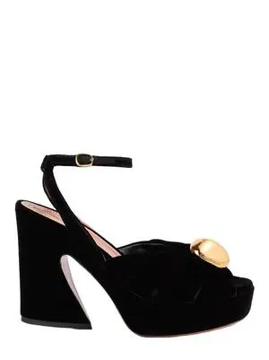 Zimmermann Embellished Velvet Platform Sandals - Black