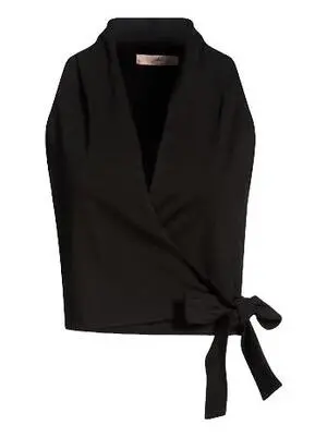 CARLA G. Sleeveless Wrap Top With Tie Detail - Black