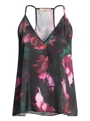 CARLA G. Floral Print Silk Camisole - Black