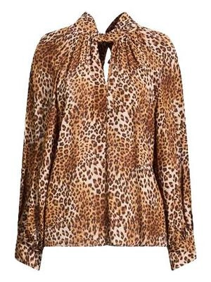 CARLA G. Leopard-print Viscose Halterneck Top - Camel