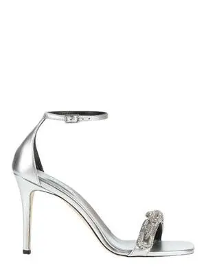 SERENA UZIYEL Metallic Embellished Stiletto Sandals - Silver