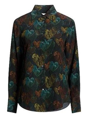 SARA ROKA Multicolor Crepe Shirt - Deep Teal