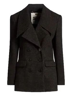 SILVIAN HEACH Charcoal Double-breasted Flannel Jacket - Grey