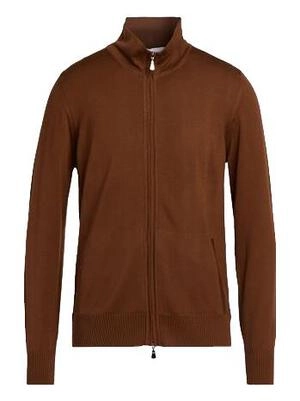 Alpha Studio Merino Wool Zip-up Cardigan - Brown