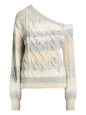 NO SECRETS Striped Sequined Sweater - Grey