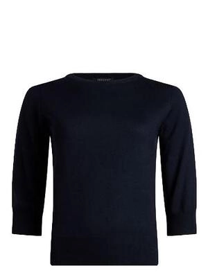 ARAGONA Merino Wool Mock Neck Sweater - Navy