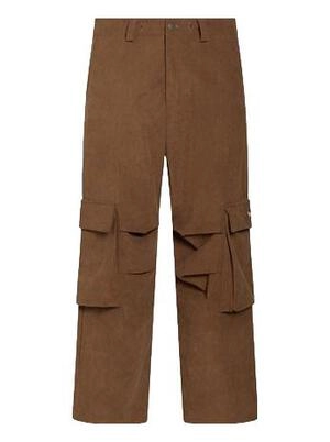 DISCLAIMER Light Brown Polyester Cargo Pants With Belt Loops - Beige