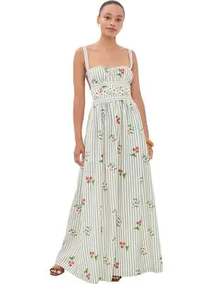 Agua Bendita Ameli Basket Embroidered Maxi Dress - Multicolor