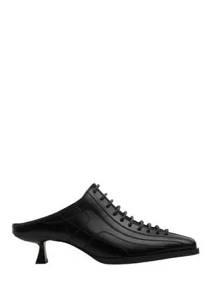 PREV Rachel Mule With Vintage Toe And Lace Detailing - Black