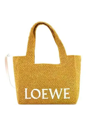 Loewe Loewe Paula's Ibiza Logo Convertible Raffia Medium Tote Bag Yellow