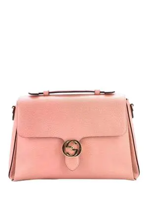 Gucci Interlocking Top Handle Bag Leather Shoulder Bag - Pink