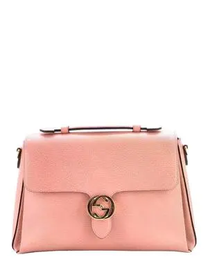 Gucci Interlocking Top Handle Bag Leather Shoulder Bag - Pink