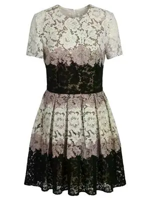 Valentino Garavani Lace Ruffle Mini Dress - Neutrals