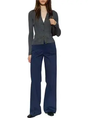 Emporio Armani Navy Wide-leg Trousers - Blue