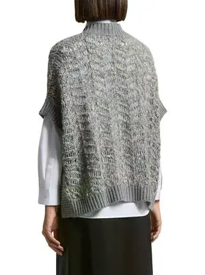 Peserico Open-knit Cardigan With Sequin Embellishments - Grey
