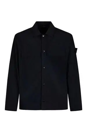 Stone Island Logo-patch Long-sleeve Shirt - Black